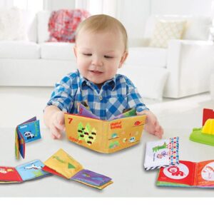 6 Soft Cloth Book Touch and Feel Baby Books Toys 0-24 Months， Crinkle Baby's First Fabric Book Activate Visual & Brain for Newborn, Toddler and Infant Early Education Cognition Busy Book