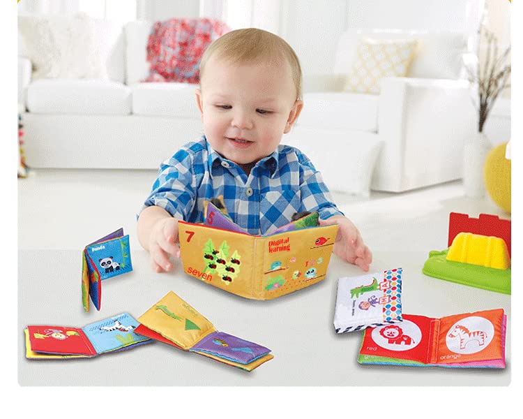 6 Soft Cloth Book Touch and Feel Baby Books Toys 0-24 Months， Crinkle Baby's First Fabric Book Activate Visual & Brain for Newborn, Toddler and Infant Early Education Cognition Busy Book