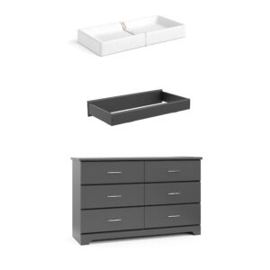 storkcraft brookside 6 drawer chest with changing topper and change pad - gray