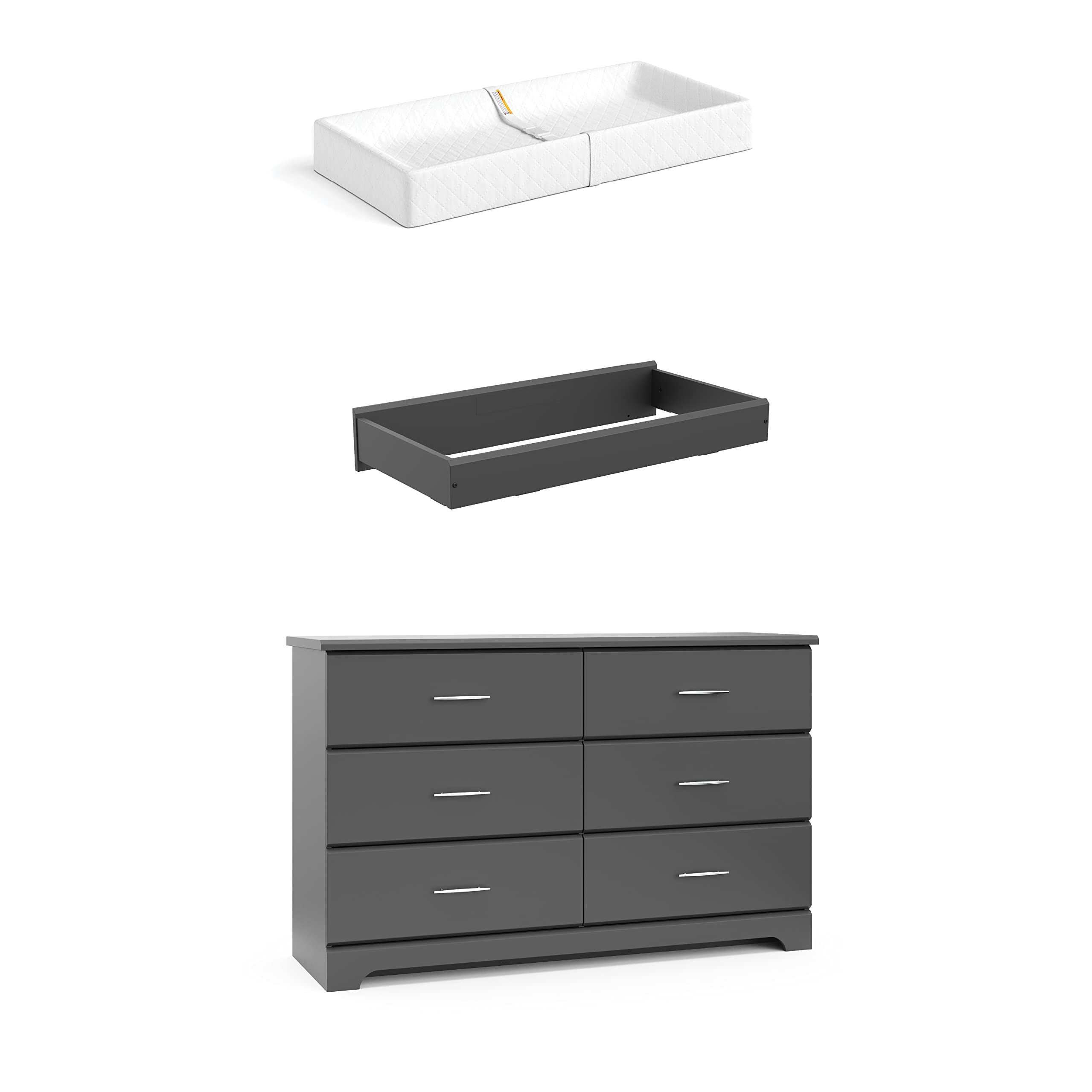 Storkcraft Brookside 6 Drawer Chest with Changing Topper and Change Pad - Gray