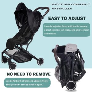 Universal Stroller Sun Cover UV Protection Baby Stroller Sun Shade Adjustable Buggy Sun Rain Shade Blackout Canopy Cover Pushchair Sunblock Cover for Travel Park Zoo(Cover only)