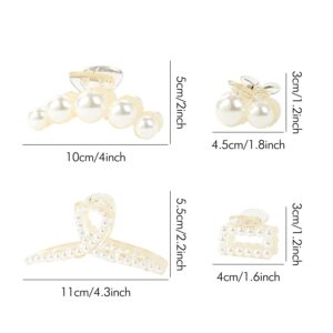 inSowni 7 Pack Pearl Plastic Hair Claw Clips White Fancy Non Slip Jaw Barrettes Elegant Hair Styling Grip Clamps Korean Decorative Wedding Bridal Hair Accessories Bulk for Women Girls Thin Thick Hair