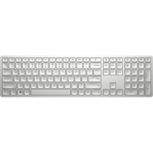 hp 970 programmable wireless keyboard (silver) - bluetooth & 2.4 ghz wireless multi-device connectivity - usb-c rechargeable battery - 24 programmable keys - works with windows & macos (3z729aa#aba)