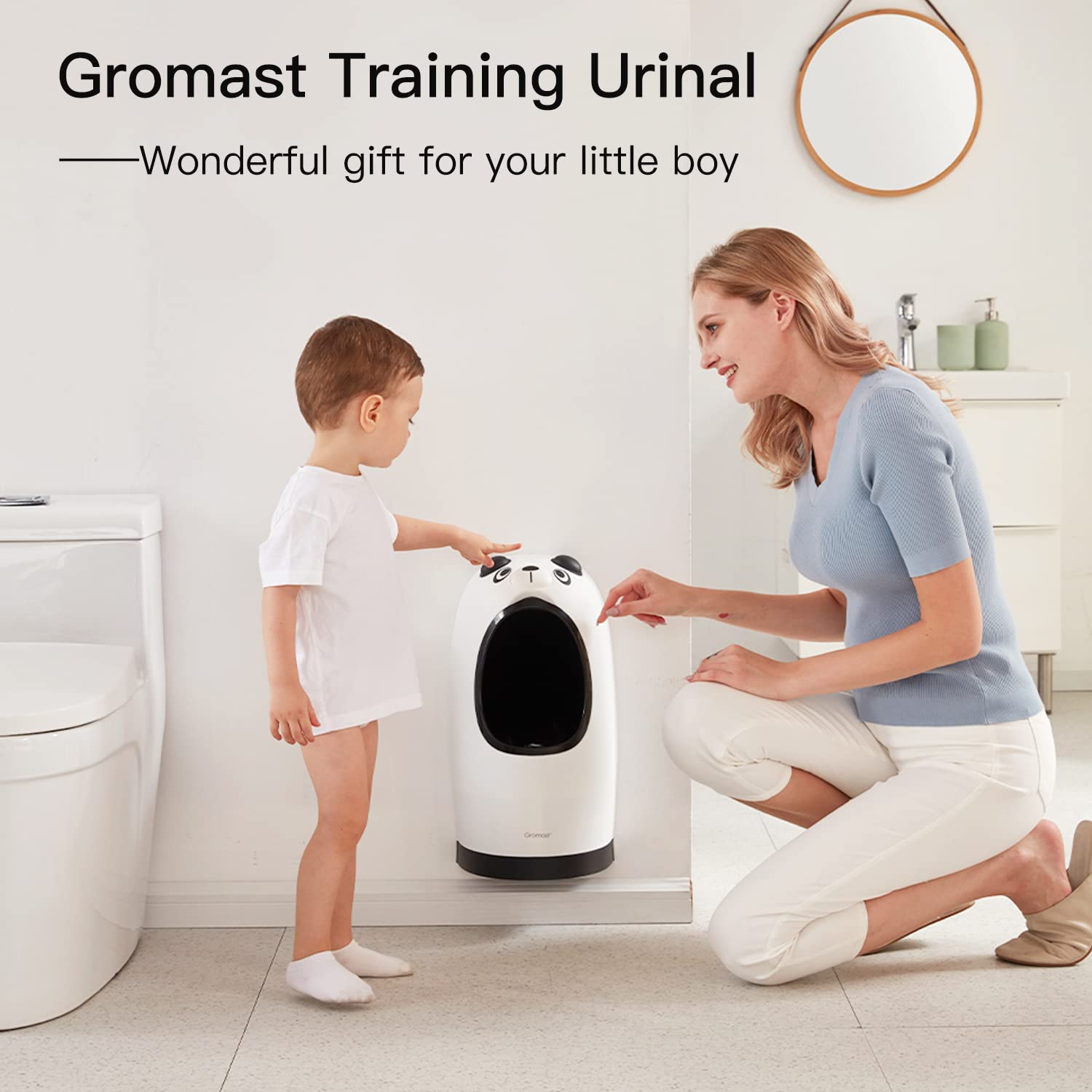 Potty Training Urinal for Boys, Lovely Bear Toddler Training Toilet with Removable Potty for Boys 1 to 6 Years, CPSC Certified,Height Adjustable (with Flushing Sound)