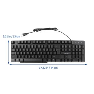 OSALADI 1 Set USB Wired Keyboard and Mouse Set Portable Plastic Office Led