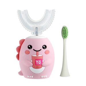 yodabai kids electric toothbrushes, u shaped ultrasonic toothbrush ,rechargeable kids toothbrush w/ smart timer, sonic toothbrush kids with 6 modes, ipx7 waterproof design (8-15 year old, pink), k10