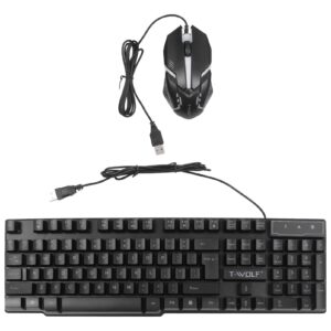 osaladi 1 set usb wired keyboard and mouse set portable plastic office led