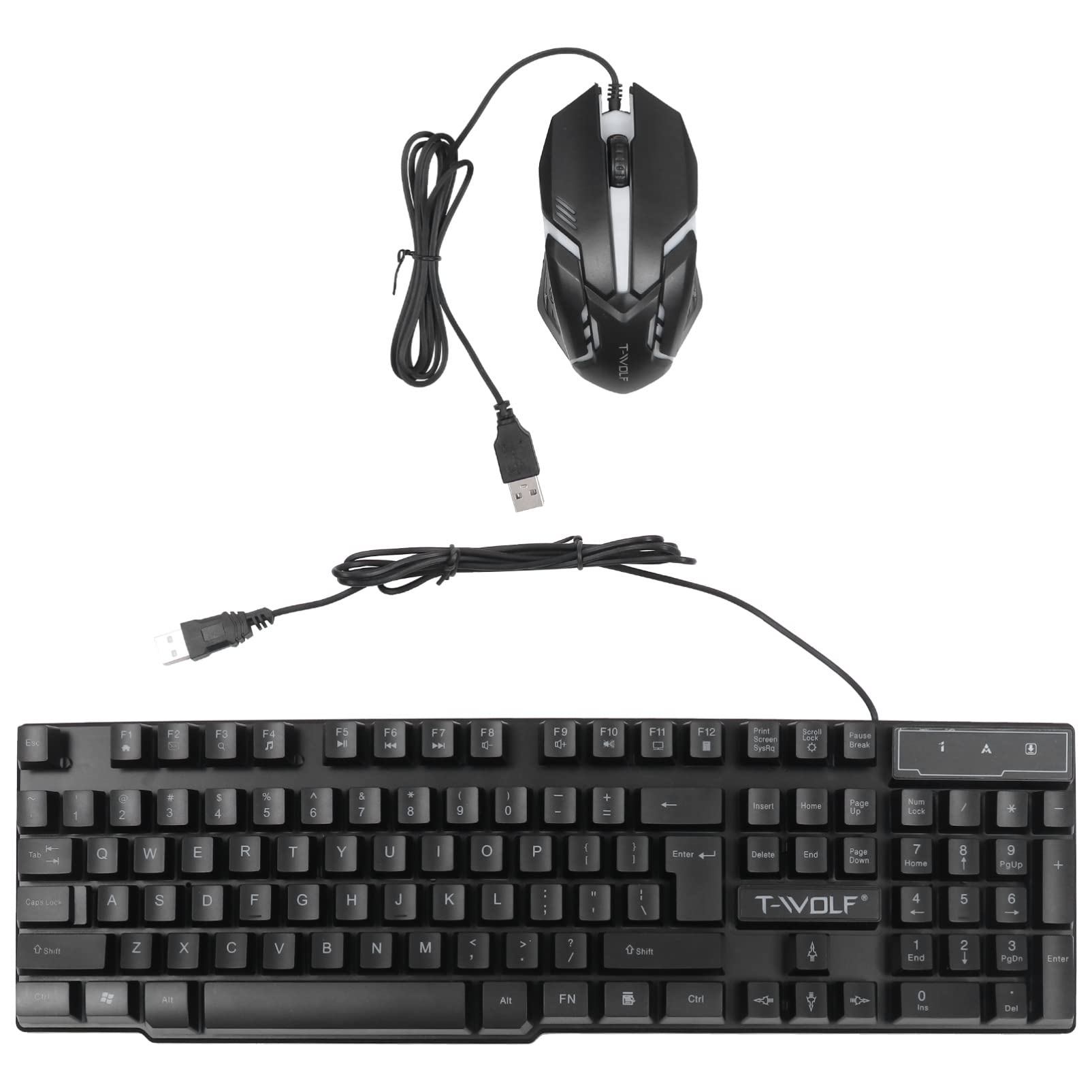 OSALADI 1 Set USB Wired Keyboard and Mouse Set Portable Plastic Office Led