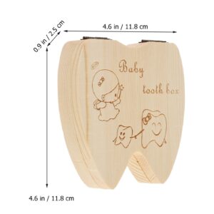 Kisangel 1pc Baby Tooth Save Box Tooth Fairy Box Teeth Souvenir Box Wooden Tooth Keepsake Box Teeth Storage Container