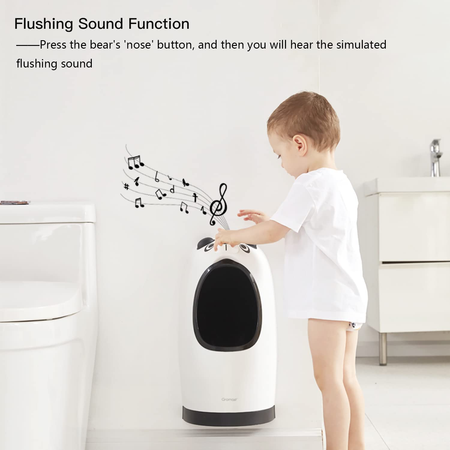 Potty Training Urinal for Boys, Lovely Bear Toddler Training Toilet with Removable Potty for Boys 1 to 6 Years, CPSC Certified,Height Adjustable (with Flushing Sound)