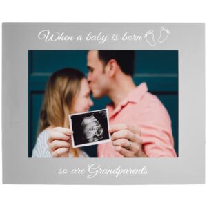 customgiftsnow when a baby is born so are grandparents anodized aluminum hanging/tabletop group family new baby child photo picture gray frame (4x6-inch horizontal)