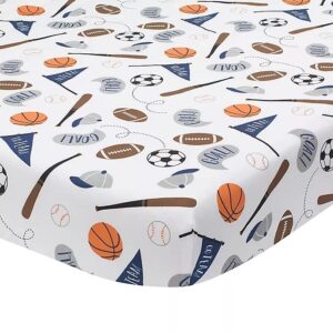 Lambs & Ivy Sports Fan 4-Piece Crib Bedding Set in Blue Safari Animals