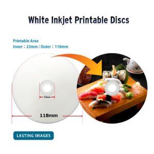 HIDISC TY Series Blue CD-R 52X 700MB White Inkjet Hub Printable Recordable Media Disc - 100 Cake Box