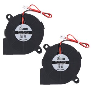 diann 2pcs 5015 3d printer dc 12v brushless blower cooling fan turbine turbo 50x15mm for reprap i3 cr-10 and other small appliances repair replacement