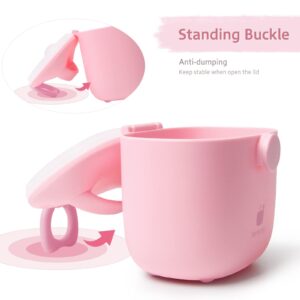 Termichy Baby Formula Dispenser, Portable Milk Powder Dispenser Container with Carry Handle and Scoop for Travel Outdoor Activities with Baby Infant, 8.8OZ, 0.55LB, 250g (Light Pink)