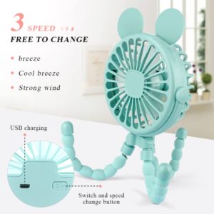 Keweis Stroller Fan Mini Handheld Octopus Fan Baby Fan with Flexible Tripod Wrapped on Stroller, Car Seat, Student Bed, Bike USB Rechargeable Fan, Desk Fan for Office and Baby Room or Outdoor