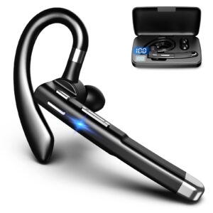 xmenha truck driver bluetooth headset for cell phones wireless earbuds with earhooks dual microphone single earbud in ear hands free earpiece hd phone call driving business meeting office android ios