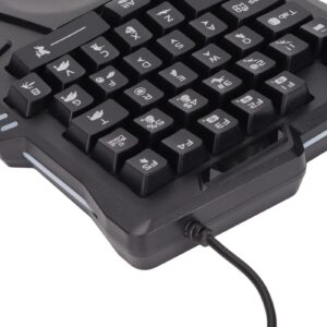 Sazao One Handed Gaming Keyboard, Three Colors Backlight Wide Palm Rest 35 Keys Gaming Keyboard for Computer for Mobile Games