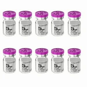 biocomma 10pcs 5ml sterile empty vial with plastic aluminum flip off caps，penicillin bottle 20mm crimp top sterile transparent borosilicate lab sample vial (transparent)