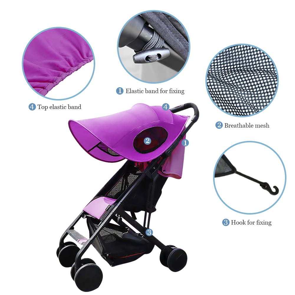 Universal Stroller Sun Cover UV Protection Baby Stroller Sun Shade Adjustable Buggy Sun Rain Shade Blackout Canopy Cover Pushchair Sunblock Cover for Travel Park Zoo(Cover only)