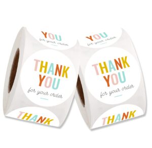 monring 1000 pieces 1x1 inch round thank you stickers for small business, thank you for your order stickers, sealing packaging for small business, order, decoration, gifts, 2 rolls with 1000 labels