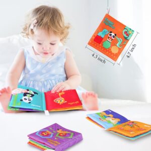 6 Soft Cloth Book Touch and Feel Baby Books Toys 0-24 Months， Crinkle Baby's First Fabric Book Activate Visual & Brain for Newborn, Toddler and Infant Early Education Cognition Busy Book