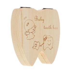 Kisangel 1pc Baby Tooth Save Box Tooth Fairy Box Teeth Souvenir Box Wooden Tooth Keepsake Box Teeth Storage Container