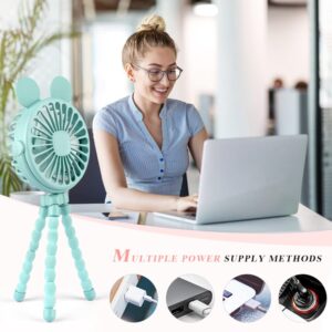 Keweis Stroller Fan Mini Handheld Octopus Fan Baby Fan with Flexible Tripod Wrapped on Stroller, Car Seat, Student Bed, Bike USB Rechargeable Fan, Desk Fan for Office and Baby Room or Outdoor