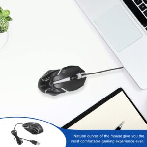 OSALADI 1 Set USB Wired Keyboard and Mouse Set Portable Plastic Office Led