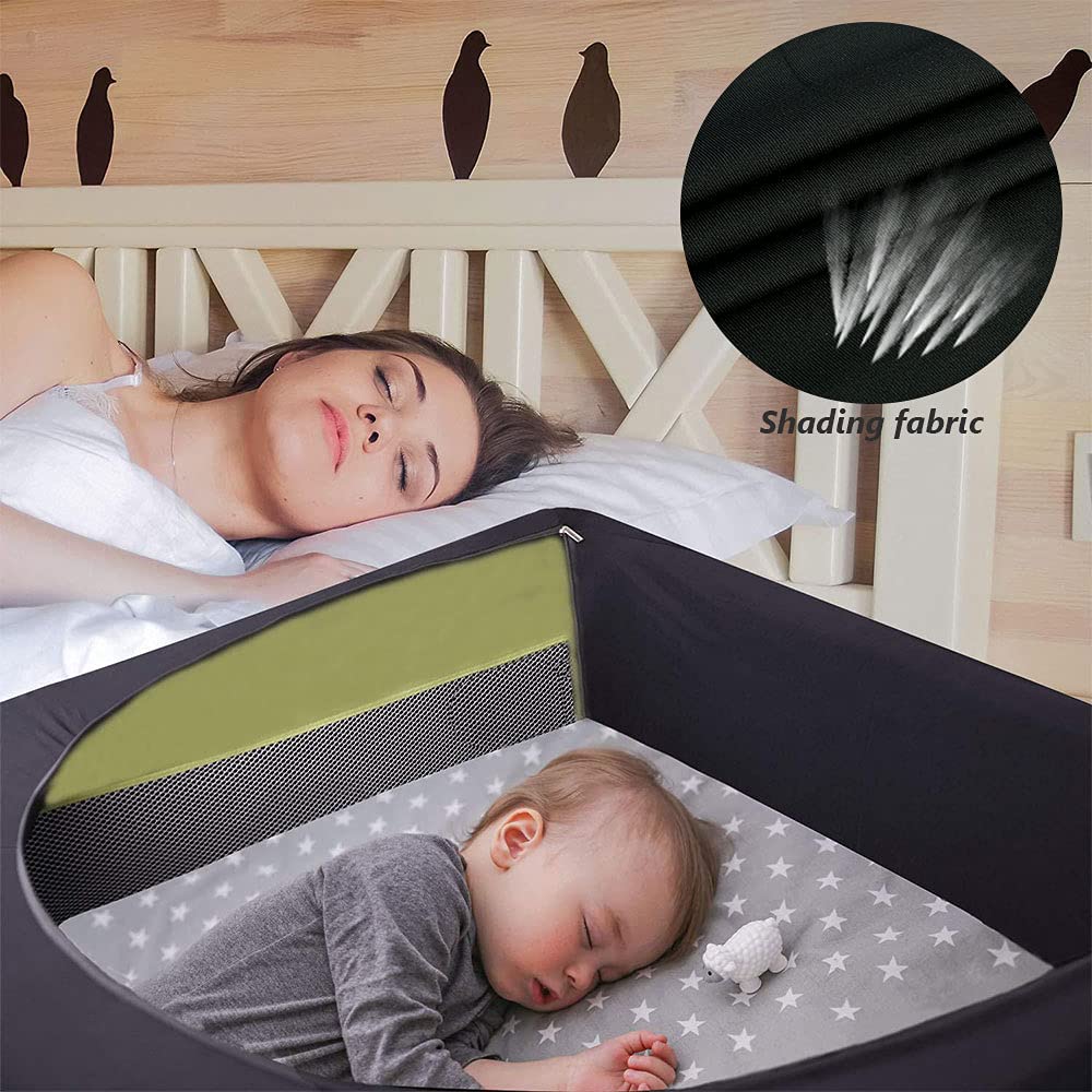 Pack N Play Cover Crib Canopy Cover, Foldable Baby Bed Cover with Safety Vents, Portable Crib Sunshade for Indoor Outdoor Black