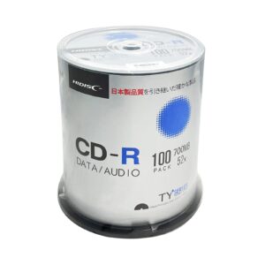 hidisc ty series blue cd-r 52x 700mb white inkjet hub printable recordable media disc - 100 cake box