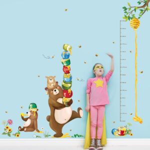 decalmile large bear height chart wall stickers bee honey tree wall decals kids room bedroom baby nursery wall decor