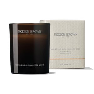 molton brown mesmerising oudh accord & gold signature scented candle (single wick), 6.07 oz.