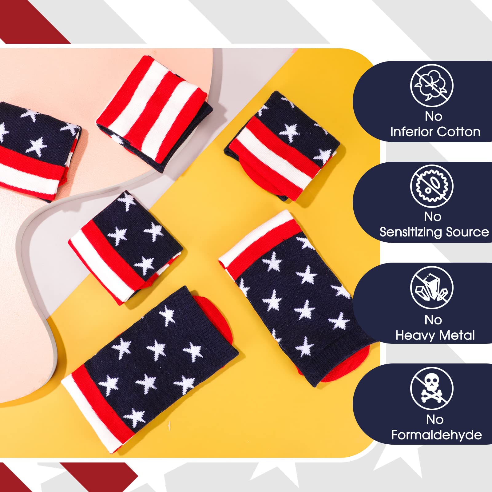 Haysandy Kids 4 Pairs American Flag Socks Cotton Independence Day Socks USA Knee High Socks for Girls Boys Baby Toddler (4-6 Years)