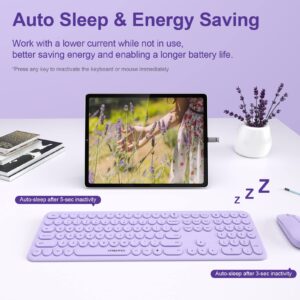 Wireless Keyboard and Mouse, XTREMTEC 2.4G Full Size Wireless Keyboard Mouse Combo - Ultra Slim Silent Cute Computer Keyboard with USB Receiver for Windows, OS, PC, Desktop, Mac, Tablet (Purple)