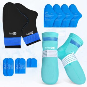 suzzipad cold therapy socks & hand ice pack cold gloves for chemotherapy neuropathy, chemo care package for women and men, ideal for plantar fasciitis, carpal tunnel, s/m