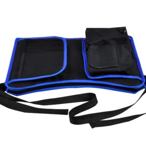 New Kids Travel Tray for Car Roadtrip, Fits in Airplane and Baby Carseats, Waterproof Top, Side Pockets & Bottle Holder, 16.9 x 12.6 Inches (Blue/Black)