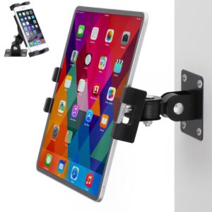 itodos wall mount tablet holder, compatible with 7-12.9" ipad/galaxy tab s7/s8/s11/s10/iphone/cellphone, 360 adjustable, non-slip clip, sturdy aluminum bracket, easy installation