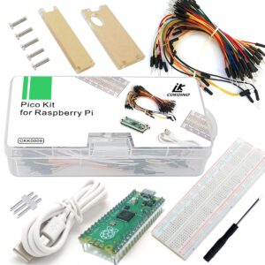 lk cokoino raspberry pi pico starter kit with pre-soldered header, 830 points solderless breadboard, 65pcs jumper cables, raspberry pi pico case and screwdriver