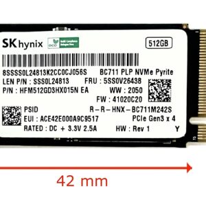 Oemgenuine OEM SKHynixx 512GB M.2 PCI-e NVME Internal Solid State Drive 42mm 2242 Form Factor M Key