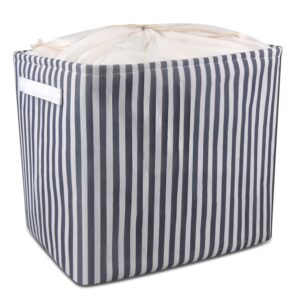 leponts storage bins baskets large 16"x12"x13.5" rectangular storage baskets for organizing fabric collapsible storage organizer for home,closet,clothes,toys (white&blue)