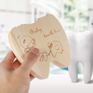 Kisangel 1pc Baby Tooth Save Box Tooth Fairy Box Teeth Souvenir Box Wooden Tooth Keepsake Box Teeth Storage Container