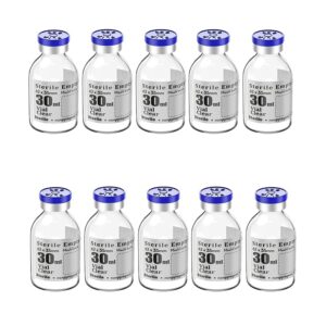 biocomma 30ml 10pcs sterile empty vial with plastic aluminum flip off caps，penicillin bottle 20mm crimp top sterile transparent borosilicate lab sample vial (transparent)