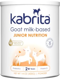 kabrita junior goat milk powder for kids - easy to digest powdered goat milk ages 2-7 - immunity boosting containing vitamin c, d, e, protein & calcium - non-gmo gentle on sensitive tummies - 14oz