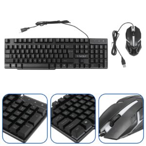 OSALADI 1 Set USB Wired Keyboard and Mouse Set Portable Plastic Office Led