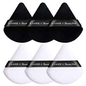 maange 6 pcs powder puff, triangle makeup puff for loose powder, soft face body foundation powder puffs, makeup tool for cosmetic, triangular design for contouring, under eyes and corners