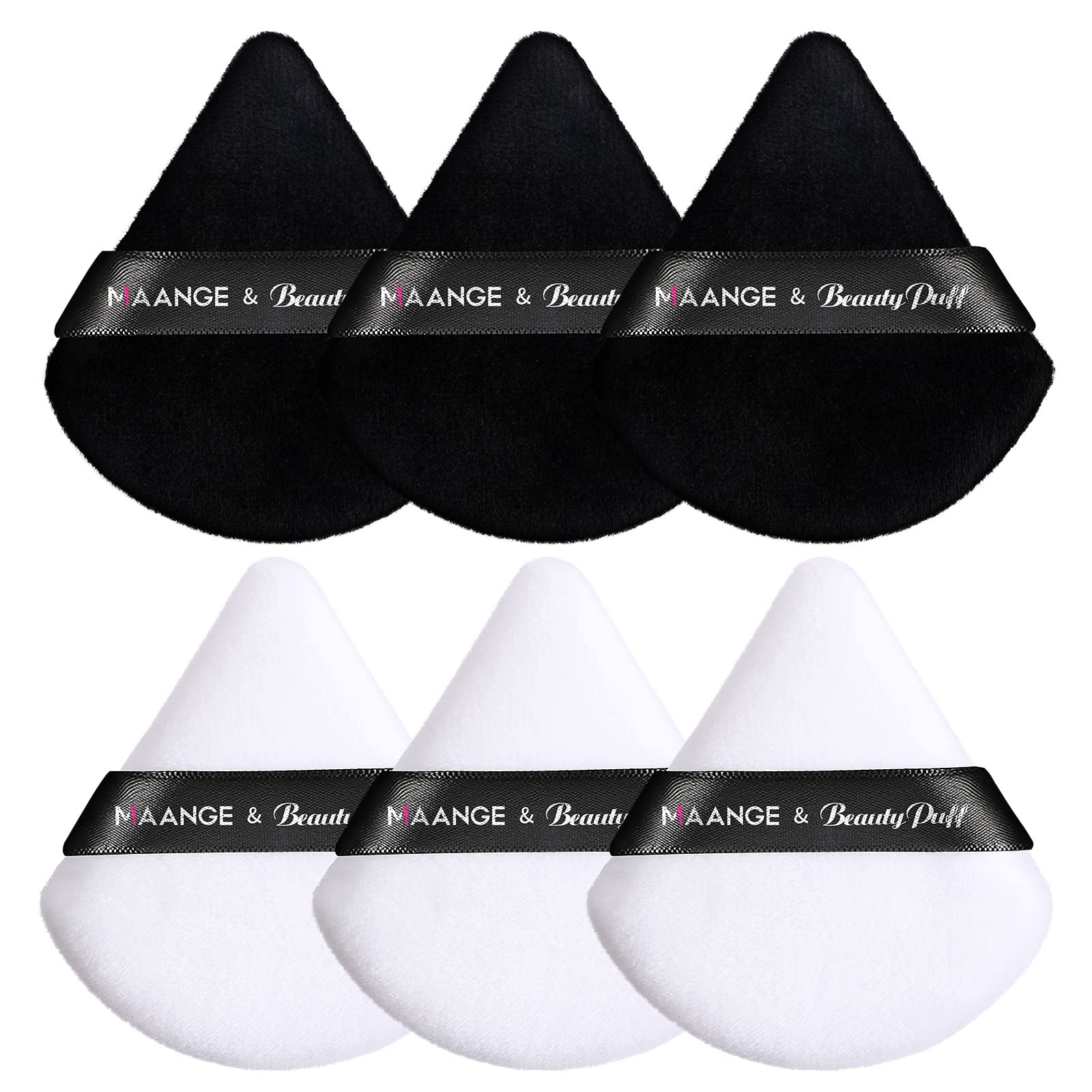 MAANGE 6 Pcs Powder Puff, Triangle Makeup Puff for Loose Powder, Soft Face Body Foundation Powder Puffs, Makeup Tool For Cosmetic, Triangular Design for Contouring, Under Eyes and Corners