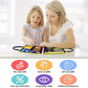 HAPTIME Busy Board for Toddlers, Montessori Sensory Board for 1 2 3 4 Year Old Toddler to Develop Basic Life Fine Motor Skill,Road Trip Essentials Kids Early Educational Activity Toy for Boy and Girl