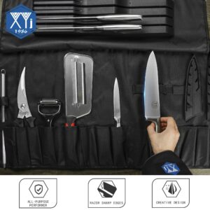 XYJ Professional Knife Sets,Chef Knife Set with Bag,Case,Scissors,Culinary Kitchen Butcher Meat Cleaver,Cooking Cutting,Bread,Utility,Fruit