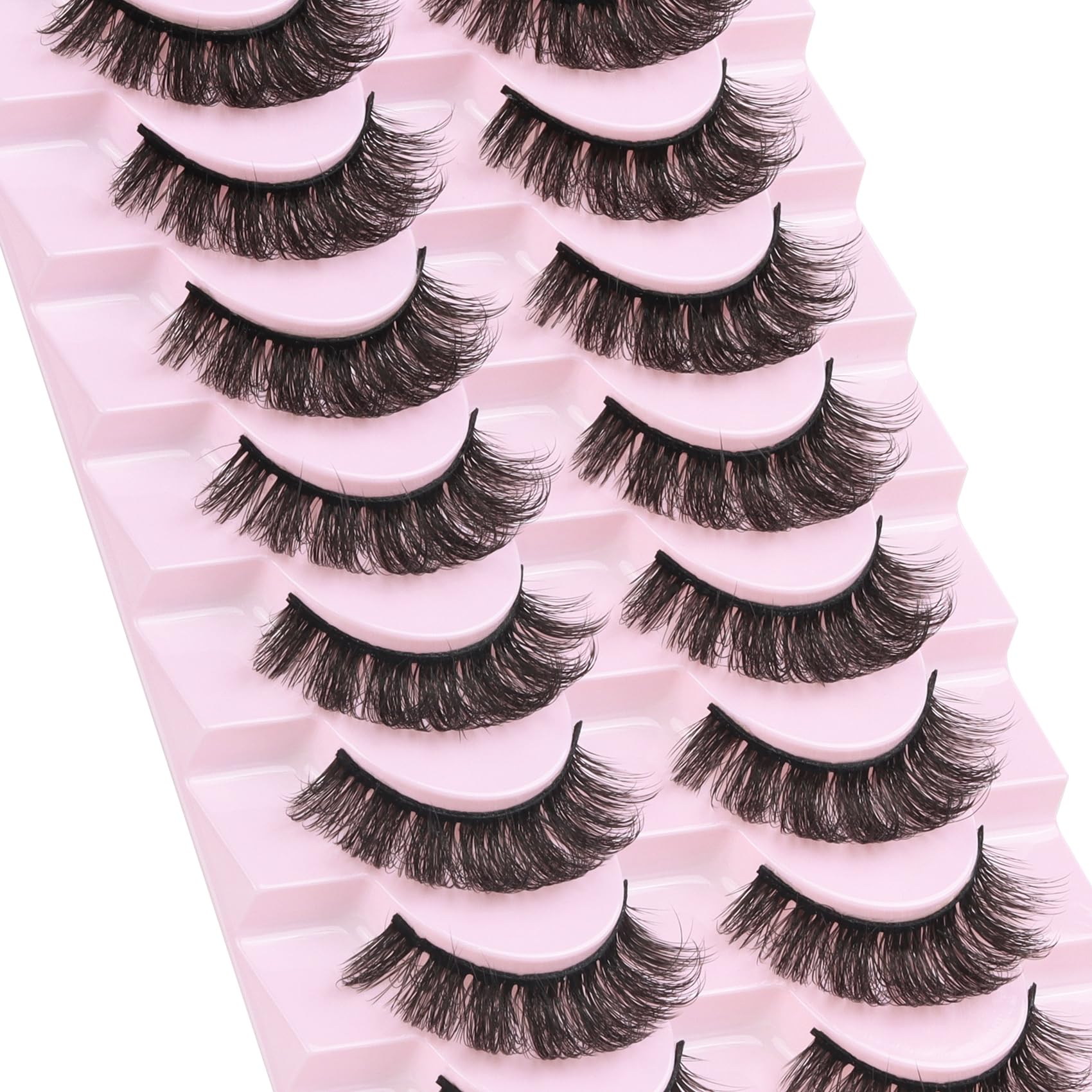 Losha Eyelashes DD Curl Russian Strip Lashes Wispy False Eyelashes that Like Lash Extensions 10 Pairs Soft Fake Lashes Pack (D03)